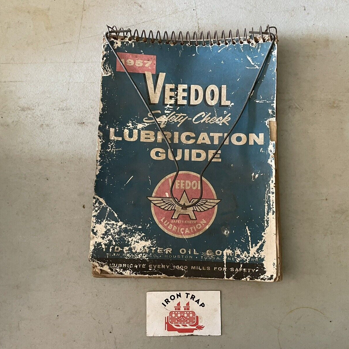 Vintage 1957 Veedol Lubrication Guide w/Wall Hanger Bracket Tidewater ...