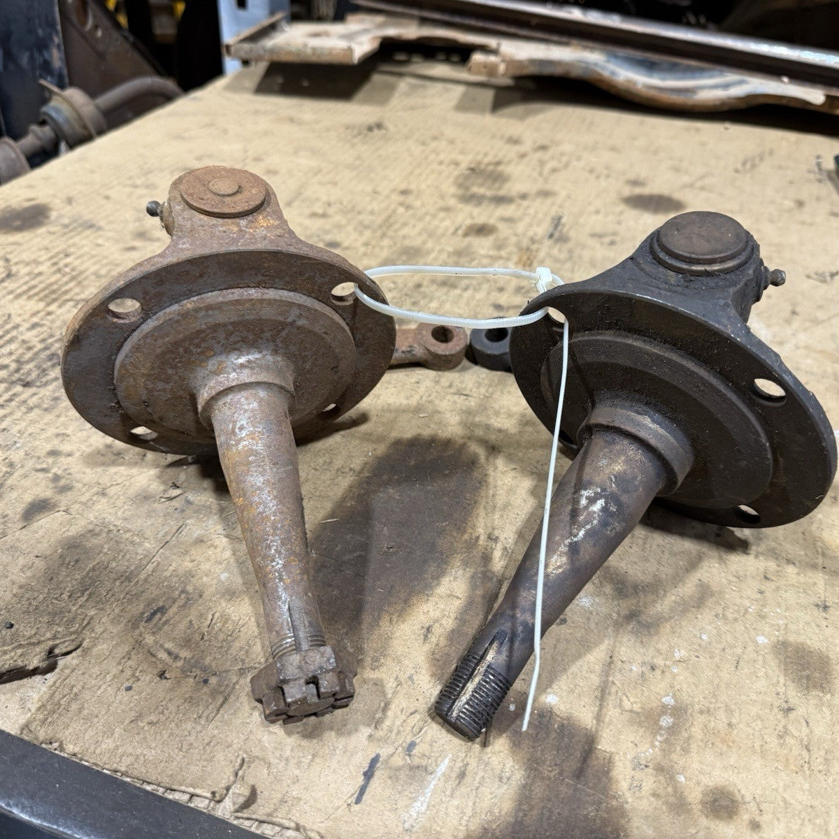 1937 - 1941 Ford FRONT SPINDLES Original pair Round Back – Iron Trap Garage