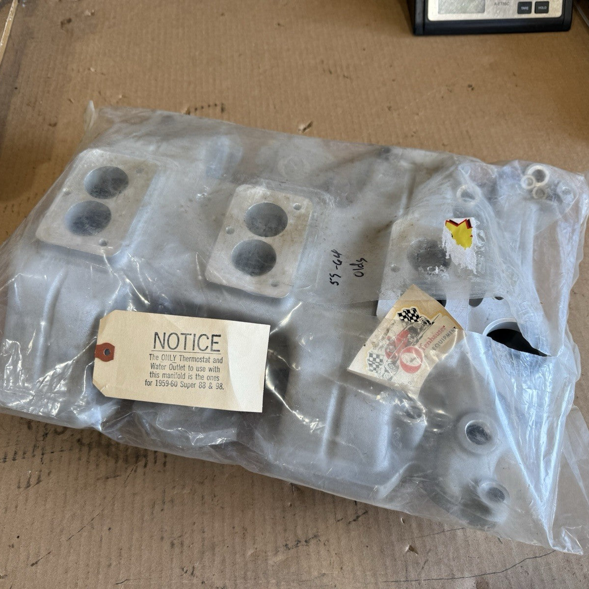 OLDS Offenhauser 394 tri power 5019 aluminum intake manifold carbs 195 ...