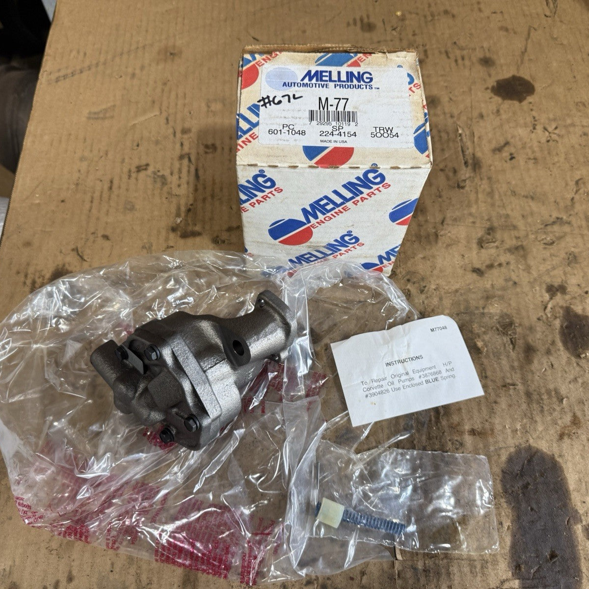Melling Oil Pump M-77; Std Vol/Pres, Hi-Pres Spring Included for 366-4 ...