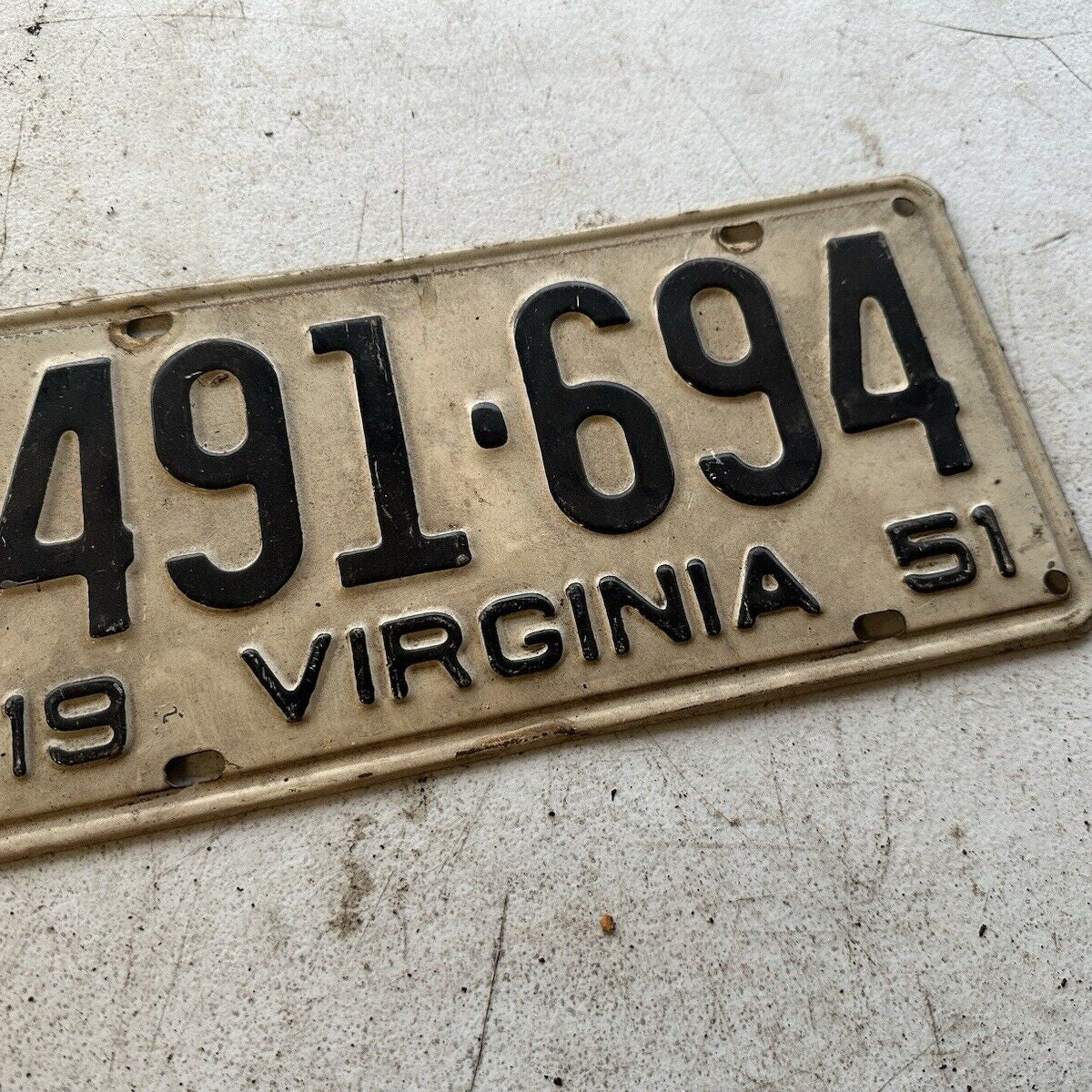 VINTAGE 1951 Virginia Stamped Steel License Plate 491-694 – Iron Trap ...