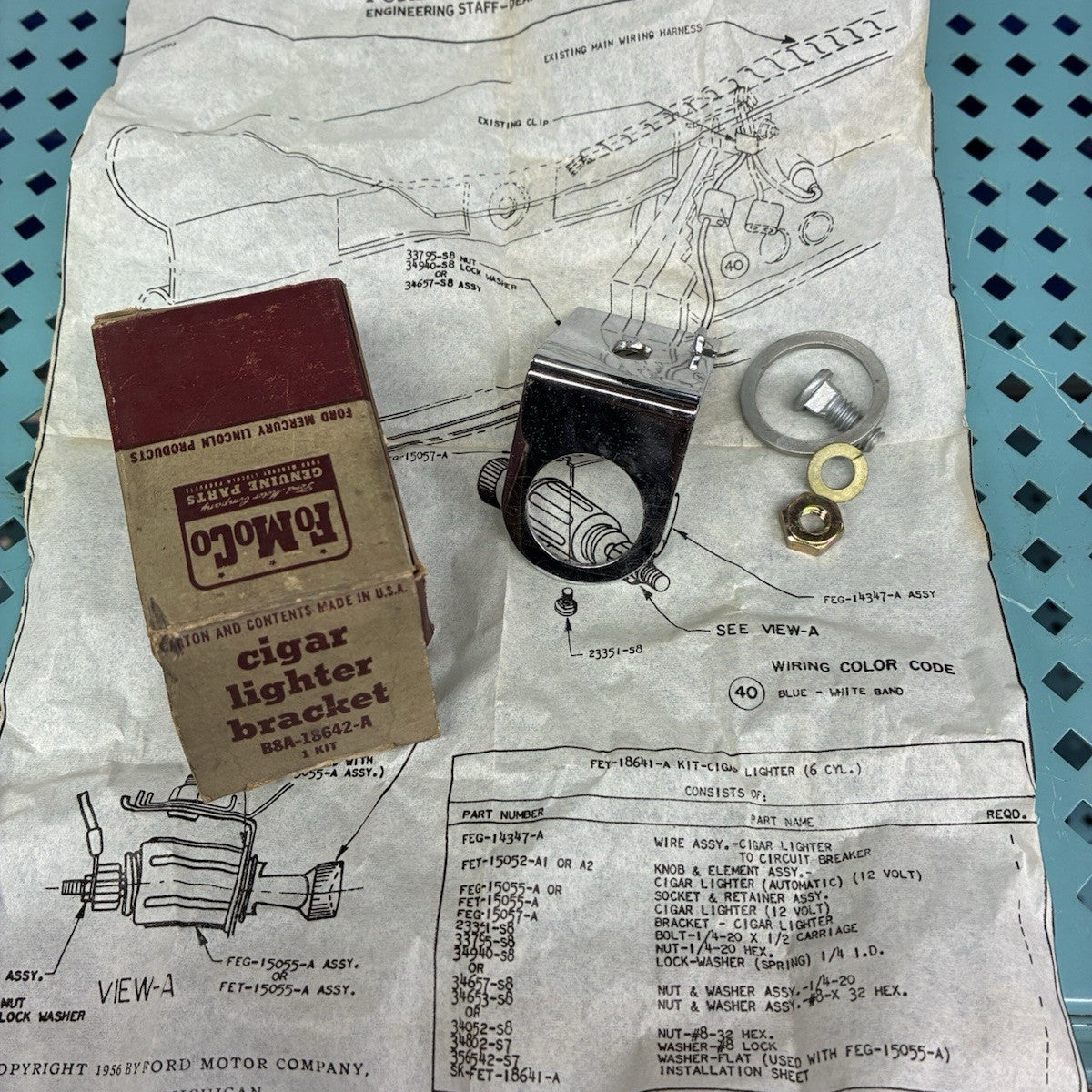 NOS 1957 1958 Ford Cigarette Cigar Underdash Lighter Bracket B8A-18642 ...