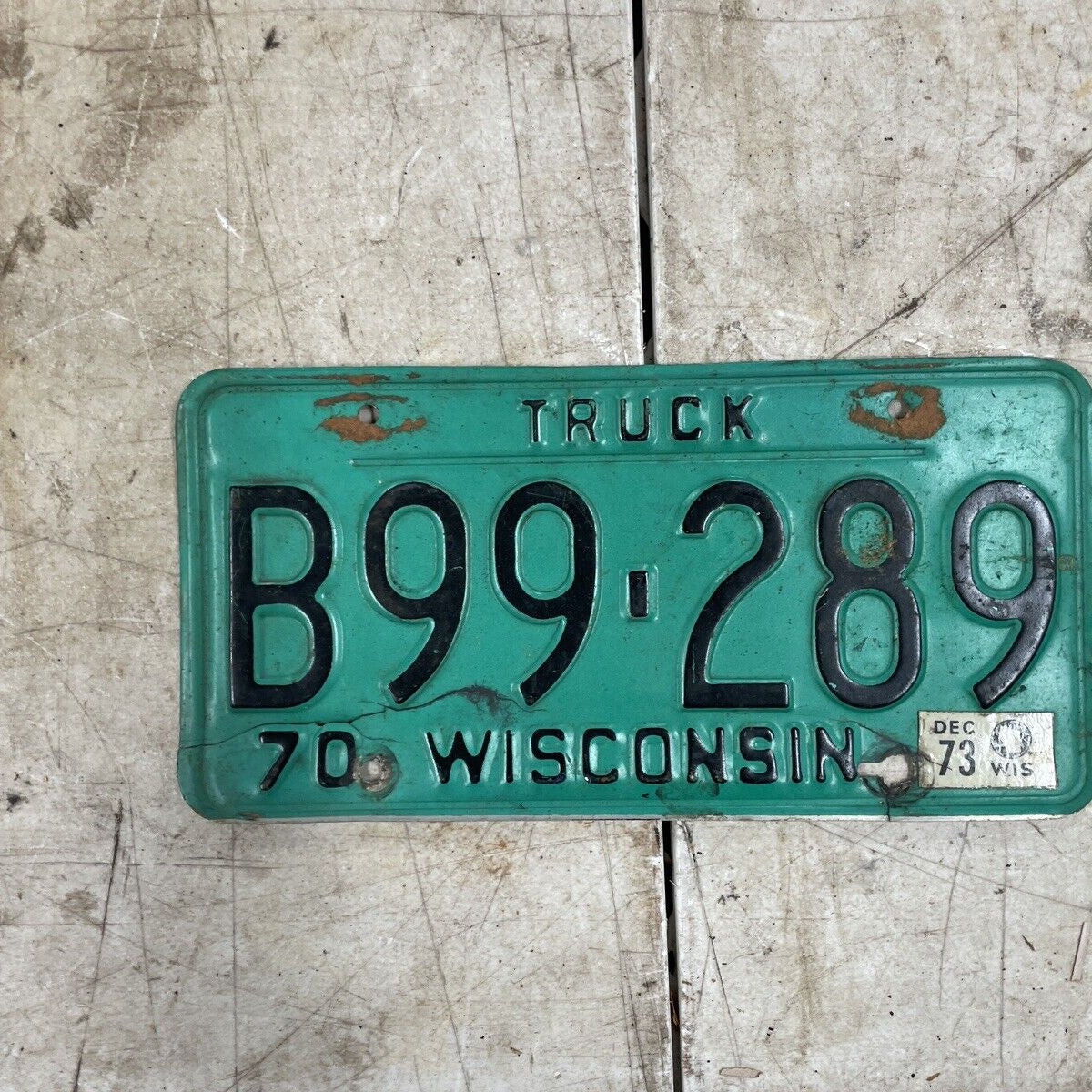 1970 Wisconsin Truck License Plate B99-289 Single Pickup – Iron Trap Garage