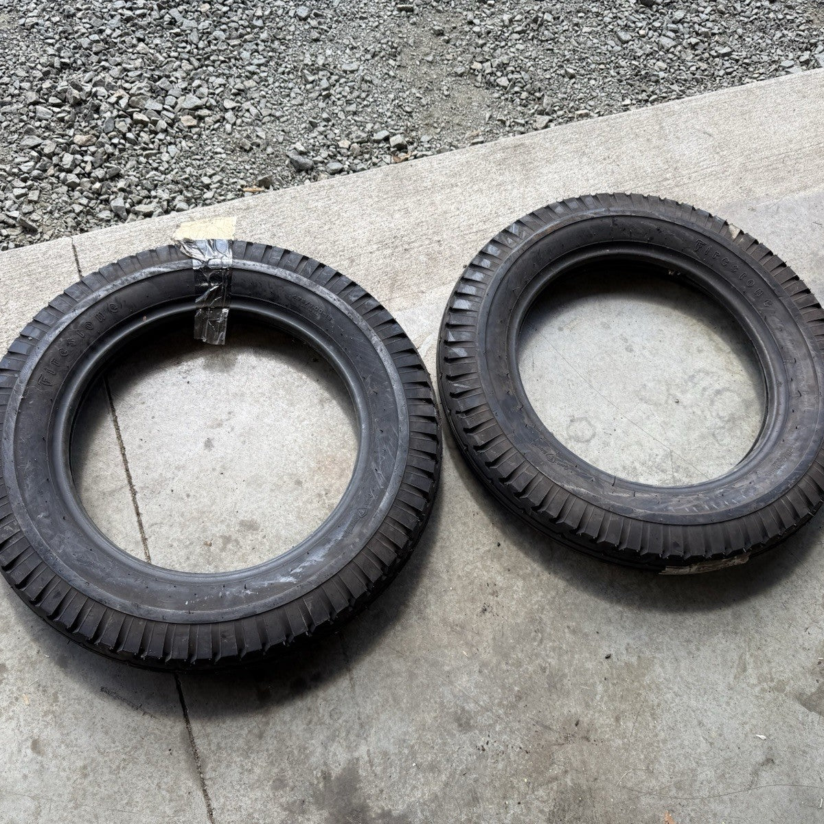 Pair Of Firestone Gum Dipped 4.75/5.00-19 Bias Ply Tires Model A Hot R – Iron Trap Garage