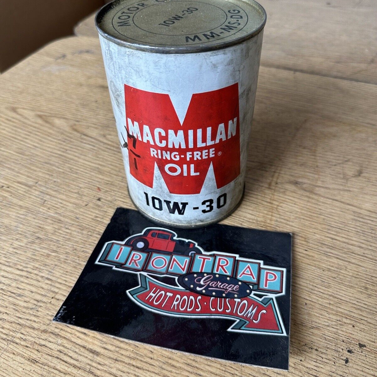 Macmillan Ring-Free Oil Metal Can Quart Can Missing Bottom Lid – Iron ...