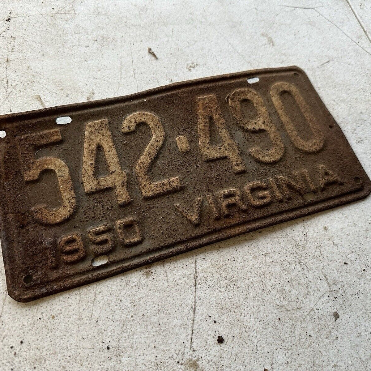 1950 VA Virginia 542-430 License Plate Original Tag – Iron Trap Garage