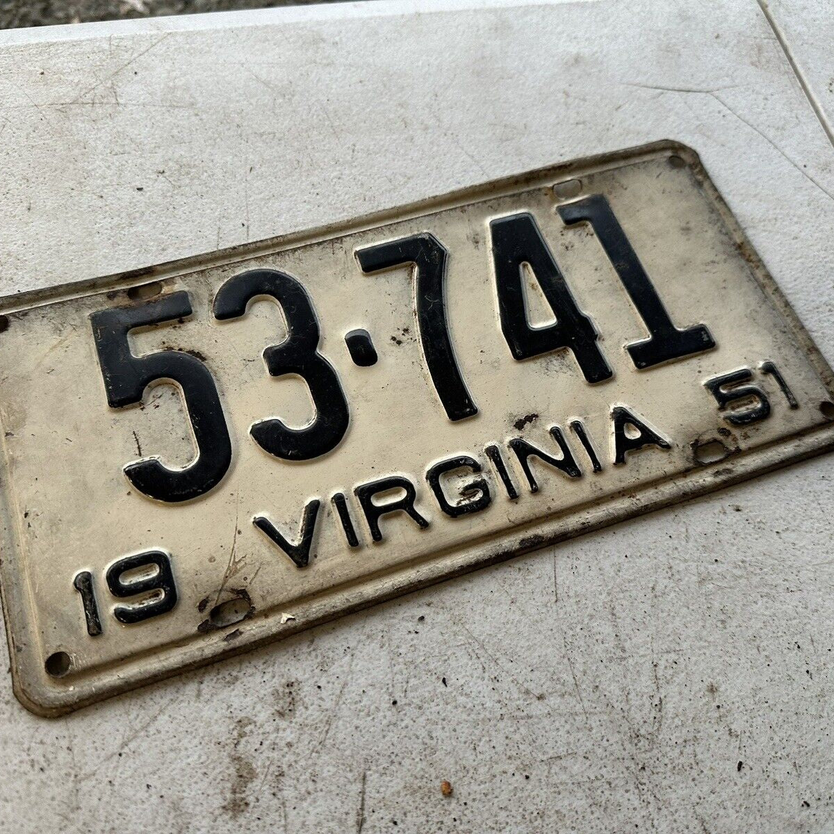 VINTAGE 1951 Virginia Stamped Steel License Plate 53-741 – Iron Trap Garage