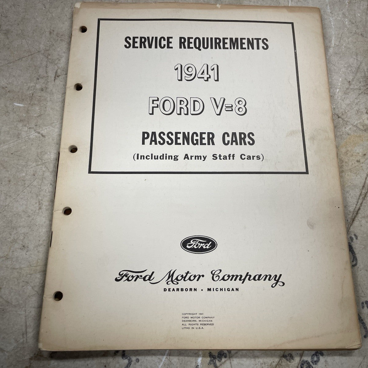 1941 Ford V8 Service Requirements Passenger Cars Army Staff Cars #56 ...