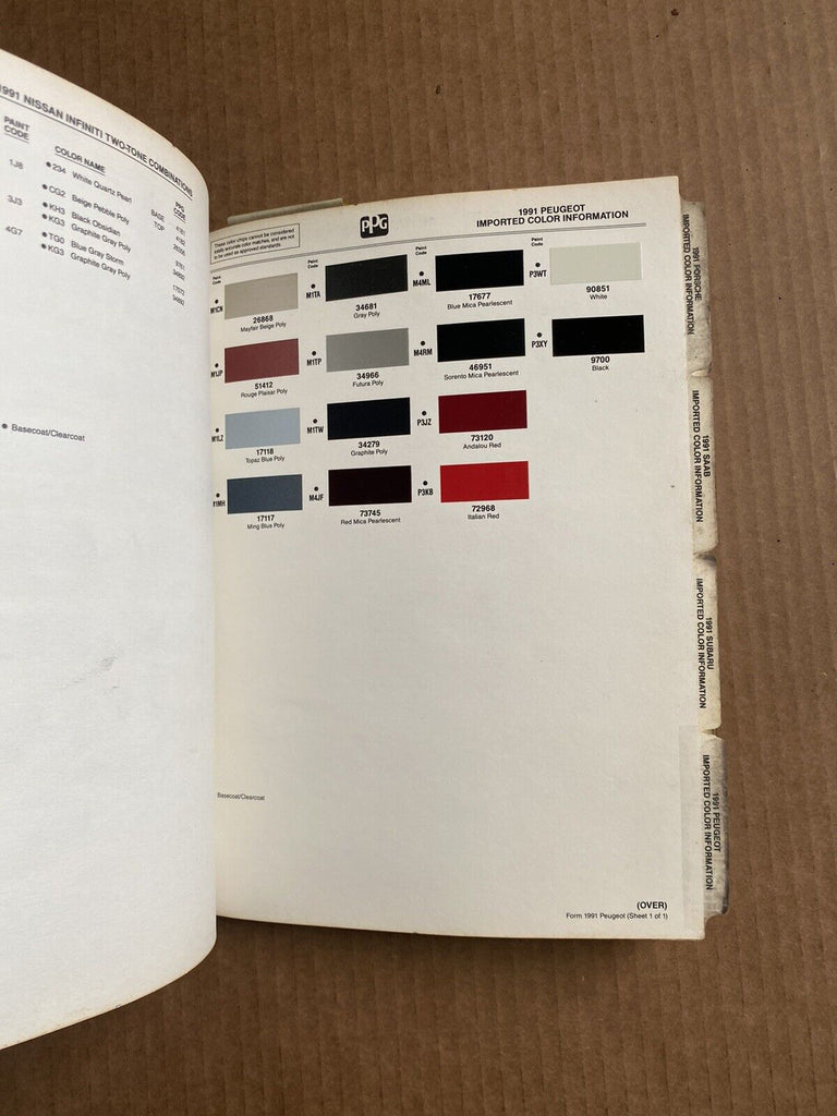 1991 PPG Import Color Information Paint Chip Book Porsche Audi BMW Vol ...