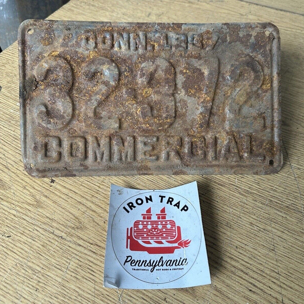 1937 Connecticut Commercial License Plate 32-372 Patina – Iron Trap Garage