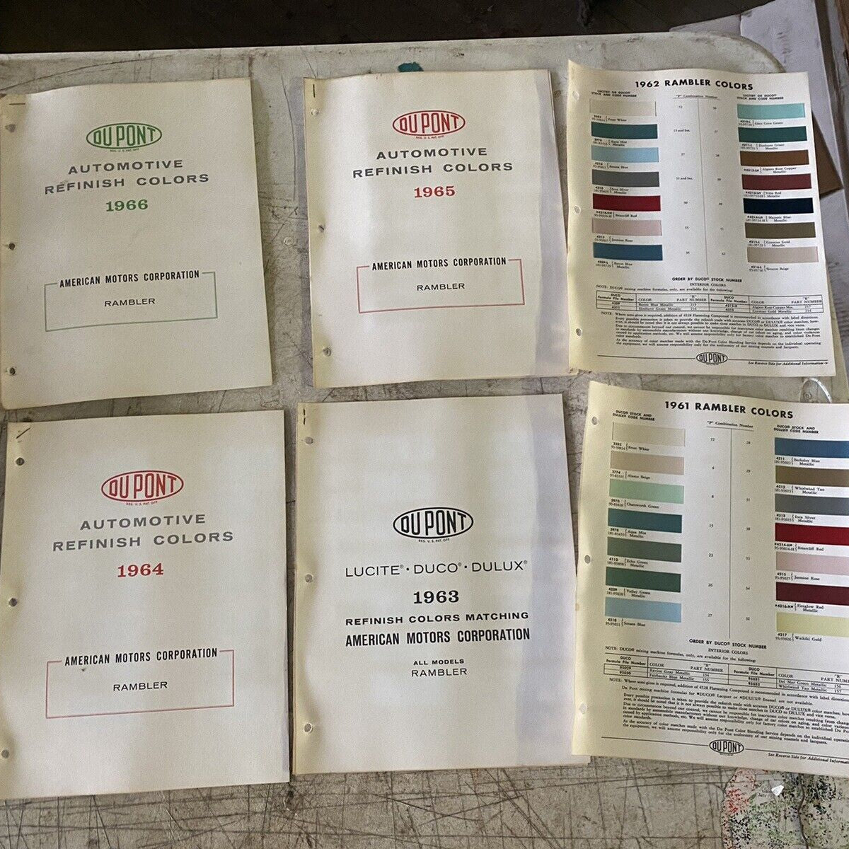 1961-66 Dupont AMC Rambler Paint Color Chip Book Interior Exterior ...