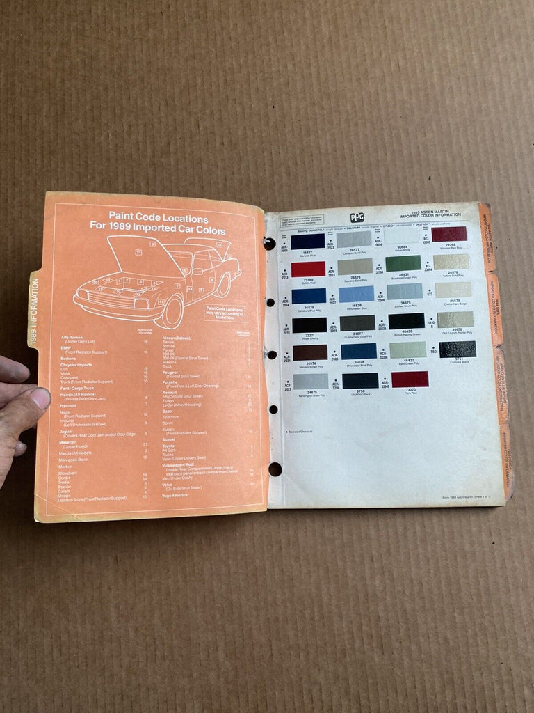 1989 PPG Import Color Information Paint Chip Book Porsche Audi BMW Vol ...