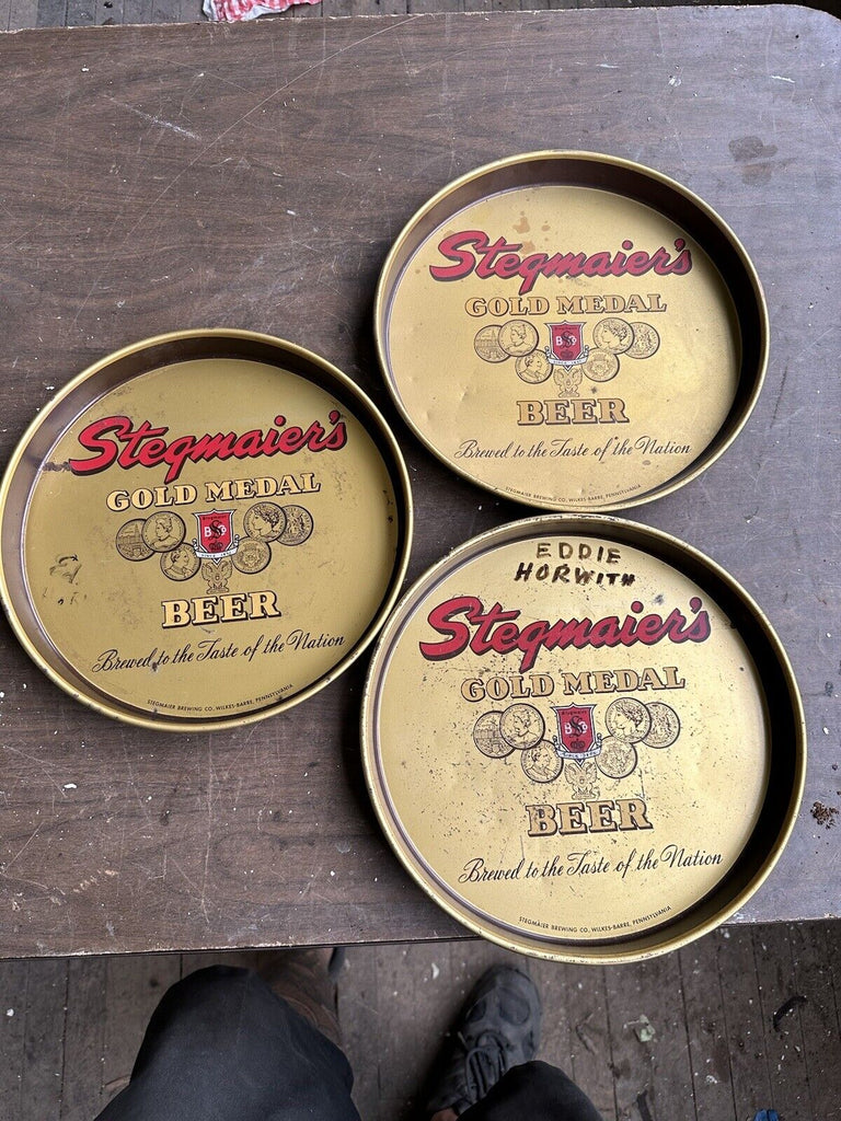 Lot Of 3 Stegmaier’s Gold Medal 12” Beer Trays – Iron Trap Garage