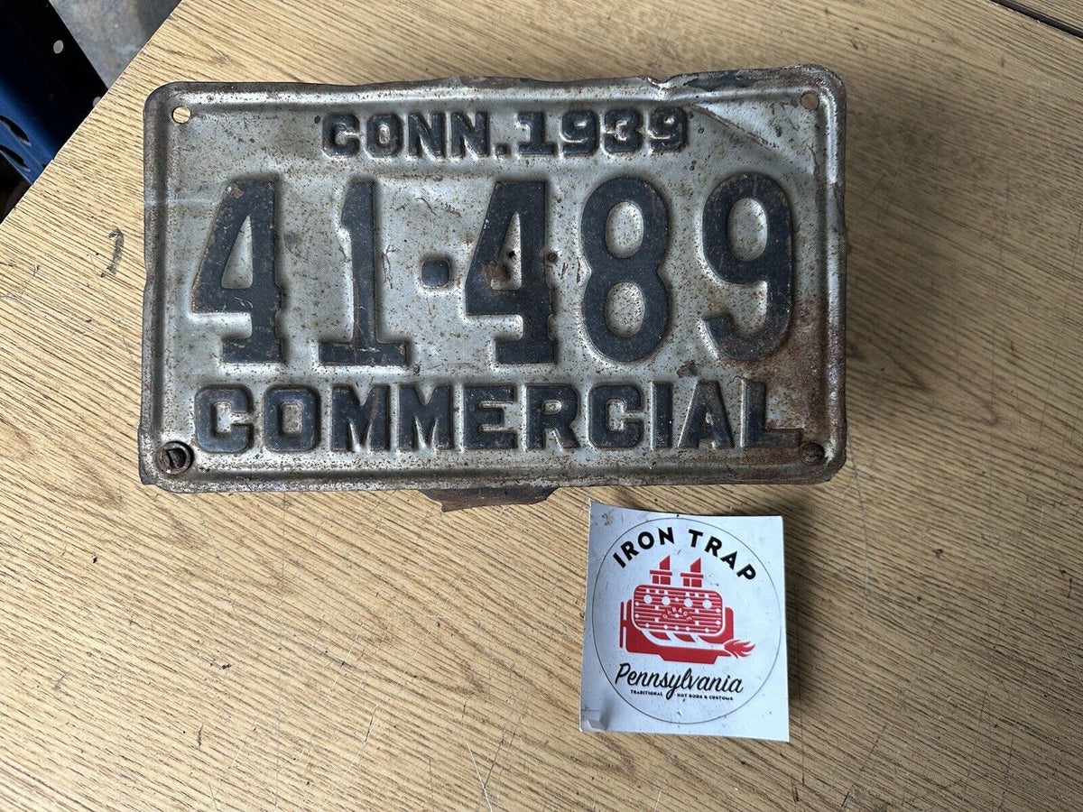 1939 Connecticut Commercial License Plate 41-489 Patina – Iron Trap Garage