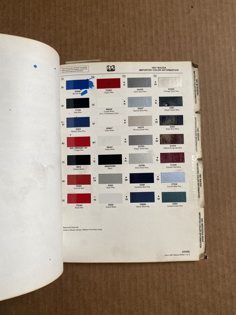 1991 PPG Import Color Information Paint Chip Book Porsche Audi BMW Vol ...