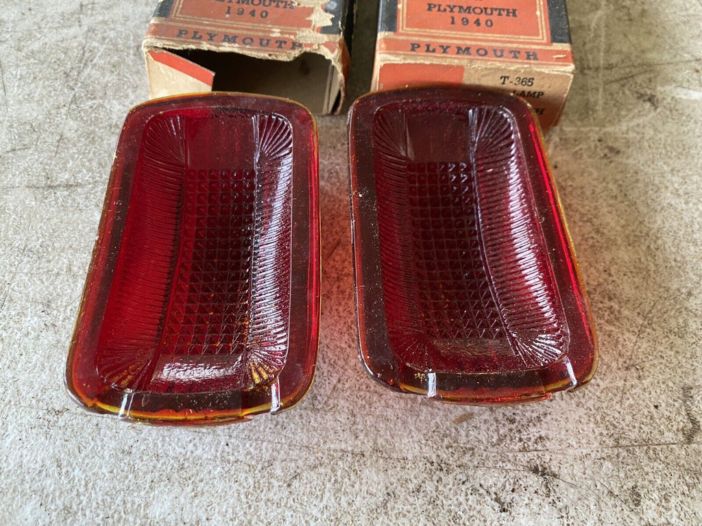 NOS 1940 PLYMOUTH STOP AND TAIL LAMP LENS - T-365(PAIRS) – Iron Trap Garage